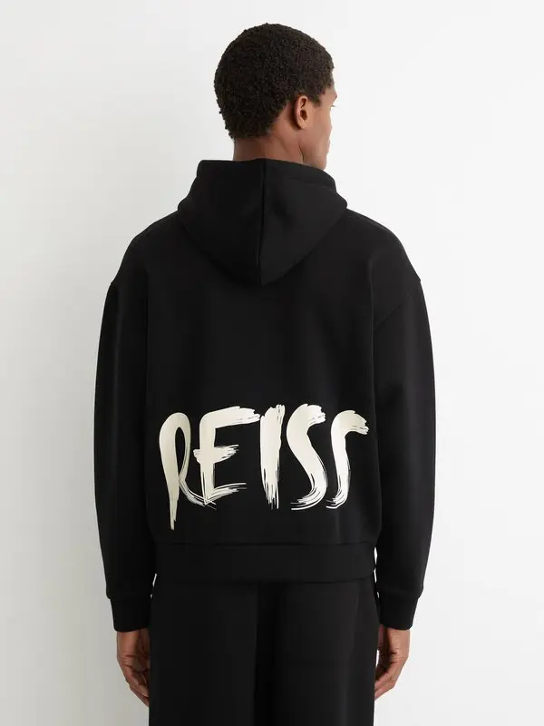 REISS Cotton Logo-print Hoodie