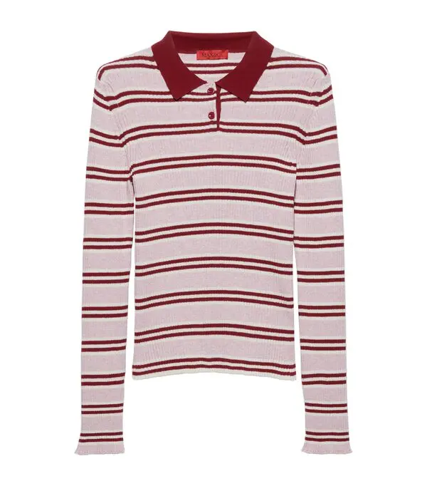 Max & Co. Rib-knit Stripe Polo Sweater - Red
