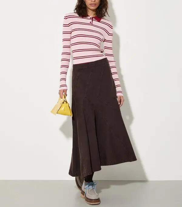 Max & Co. Rib-knit Stripe Polo Sweater - Red