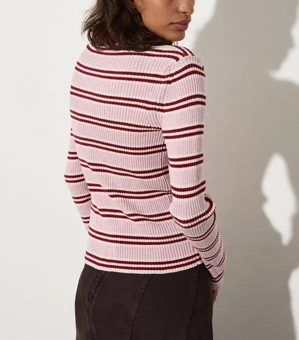Max & Co. Rib-knit Stripe Polo Sweater - Red