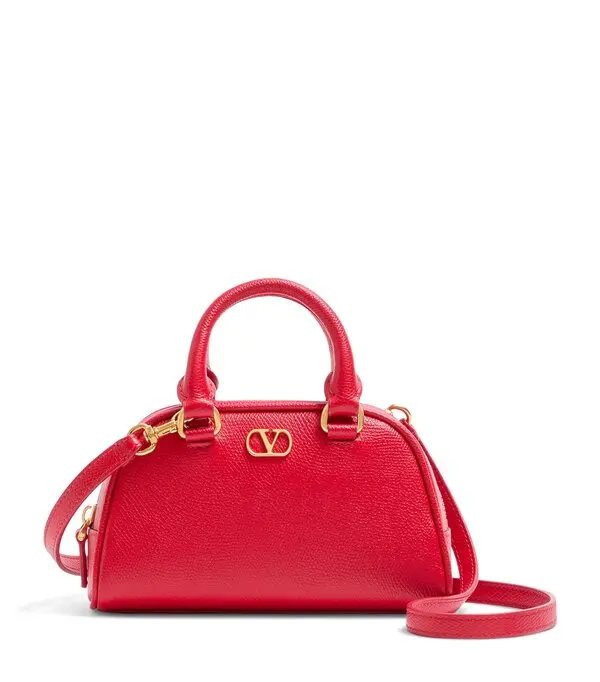 Valentino Garavani Mini Leather Vlogo Signature Top Handle Bag - Red
