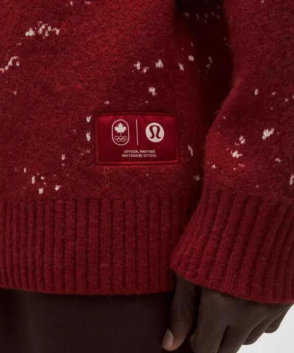Lululemon Team Canada Alpaca-blend Jacquard Sweater - Dark Sport Red/cardinal/beech White