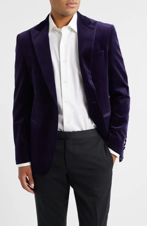 JACK VICTOR Stretch Velvet Dinner Jacket - Plum