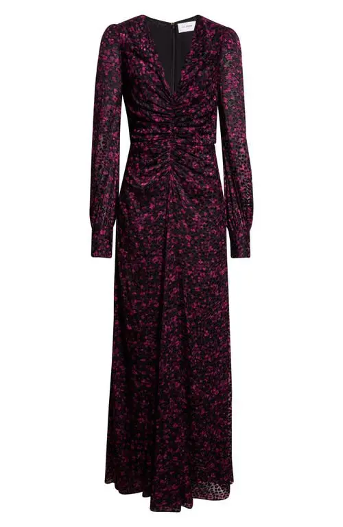 St. John Long Sleeve Leopard Jacquard Gown