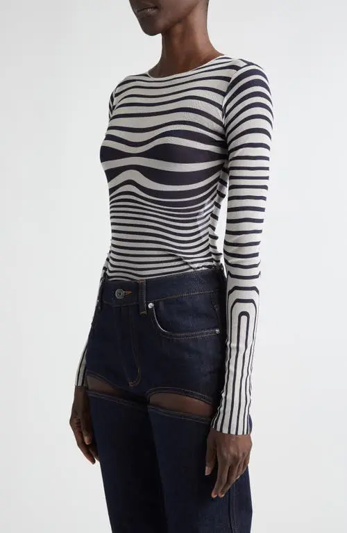 JEAN PAUL GAULTIER Re-edition Body Morphing Trompe L'oeil Long Sleeve Mesh Top