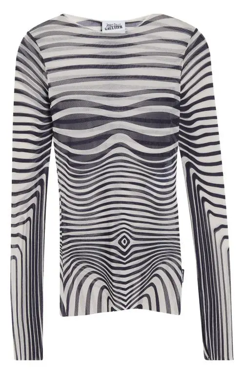 JEAN PAUL GAULTIER Re-edition Body Morphing Trompe L'oeil Long Sleeve Mesh Top