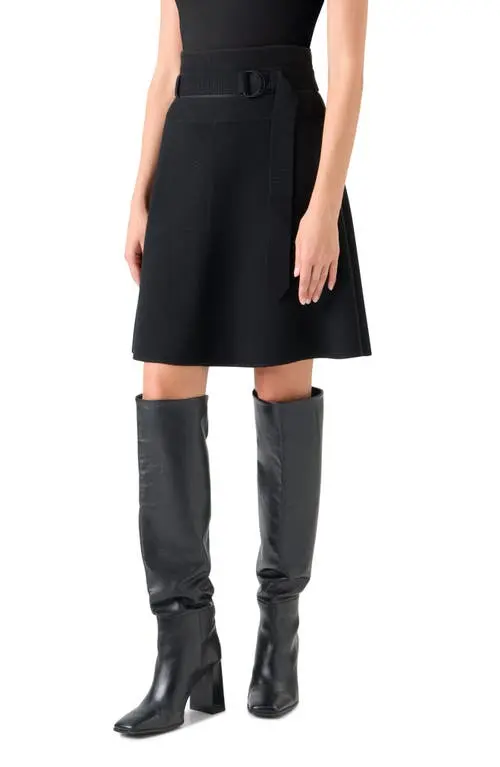 Akris Belted A-line Wool-blend Skirt