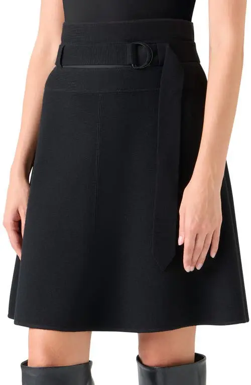Akris Belted A-line Wool-blend Skirt