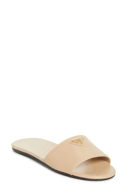 Prada Logo Slide Sandal - Sabbia