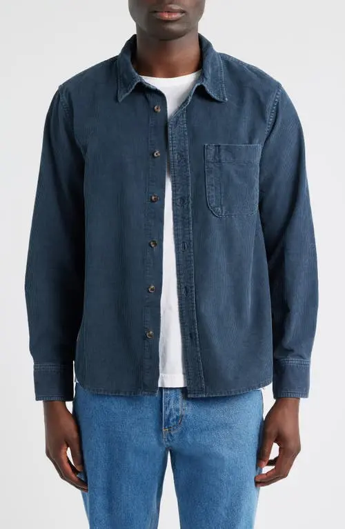 CORRIDOR Cotton Corduroy Button-up Shirt - Navy