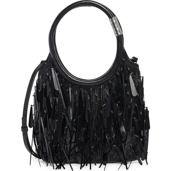 Sam Edelman Mini Estelle Beaded Fringe Tote - Black