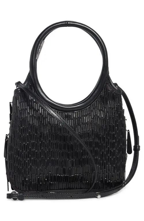 Sam Edelman Mini Estelle Beaded Fringe Tote - Black