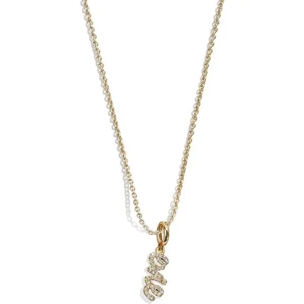 Baublebar Mini Pavé Script Custom Pendant Necklace - Clear