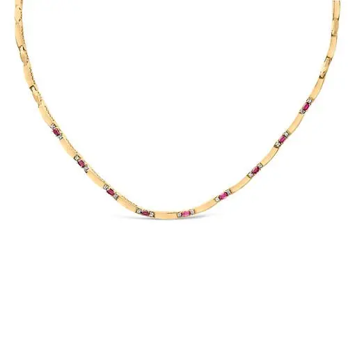 HAUS OF BRILLIANCE 14k Gold Ruby And Diamond Link Necklace - Yellow
