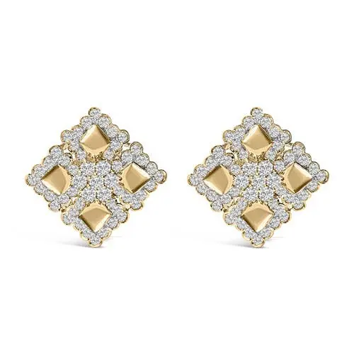 HAUS OF BRILLIANCE 18k Gold 5 1/5 Cttw Diamond Geometric Stud Earrings - Yellow