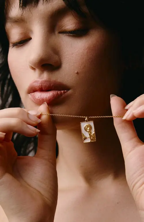 FREYA ROSE Rectangle And Moon Pendant
