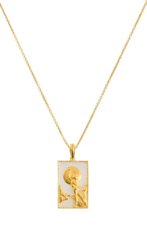 FREYA ROSE Rectangle And Moon Necklace - Gold