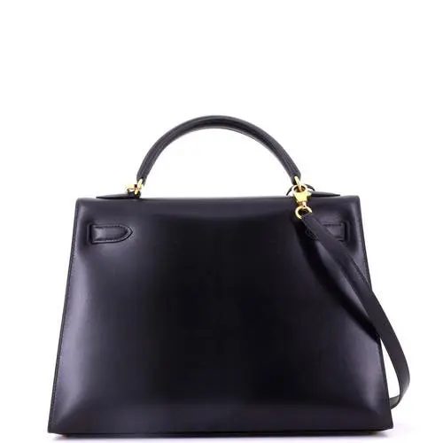 Hermès Kelly Handbag Black Box Calf With Gold Hardware 32