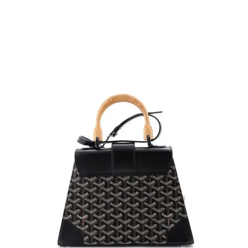 Goyard Saigon Top Handle Bag Coated Canvas With Leather Pm - Black