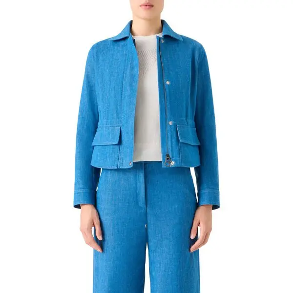 Akris Stretch Denim Cargo Jacket - Twilight