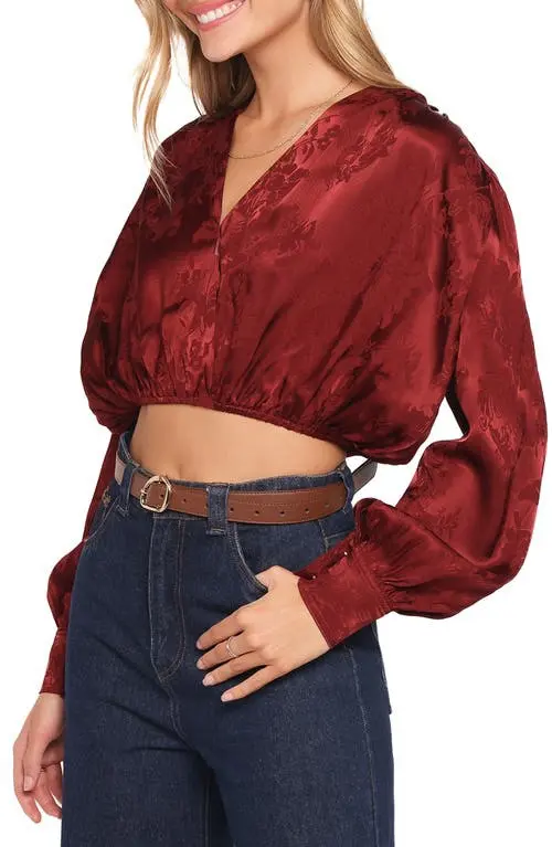 PETAL & PUP Floral Jacquard Satin Crop Top