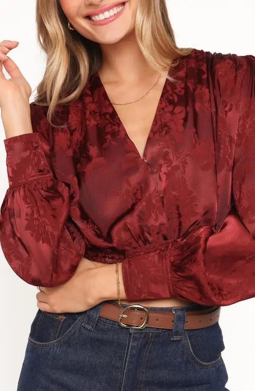 PETAL & PUP Floral Jacquard Satin Crop Top