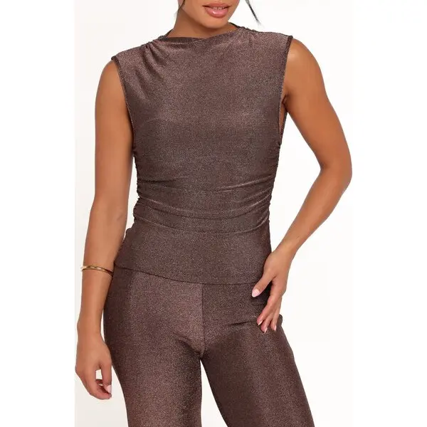 PETAL & PUP Nissa Metallic Sleeveless Top - Bronze