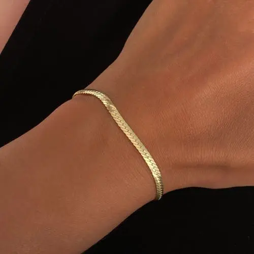 SPERO LONDON Italian Sterling Herringbone Bracelet - Gold