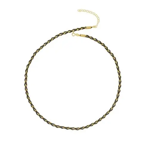 SPERO LONDON Handmade Rope Braided Sterling Silver Beaded Chain Necklace - Black