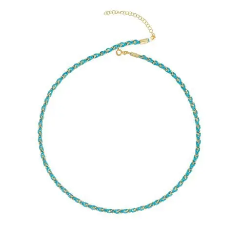 SPERO LONDON Handmade Rope Braided Sterling Silver Beaded Chain Necklace - Blue