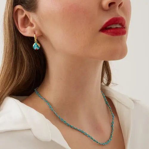 SPERO LONDON Handmade Rope Braided Sterling Silver Beaded Chain Necklace - Blue