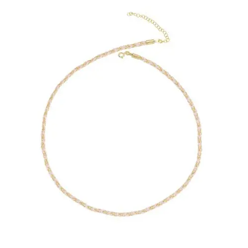 SPERO LONDON Handmade Rope Braided Sterling Silver Beaded Chain Necklace - Pink