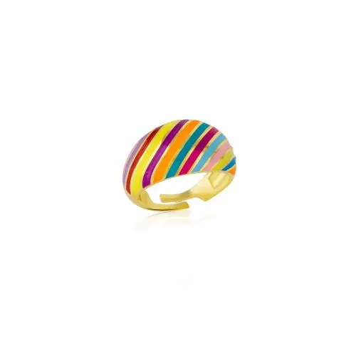 SPERO LONDON Enamel Rainbow Stripe Sterling Silver Ring - Gold