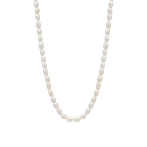 SPERO LONDON Natural Freshwater Seed Pearl Strand Necklace - Silver