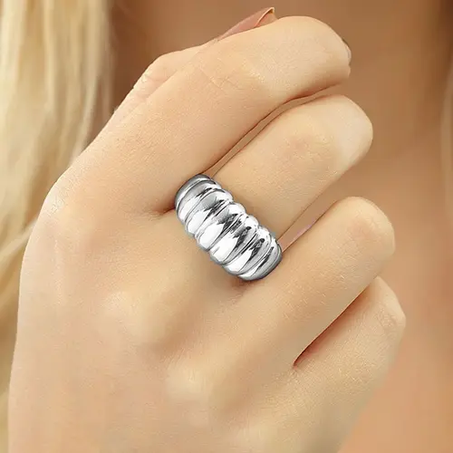 SPERO LONDON Adjustable Croissant Sterling Statement Ring - Silver