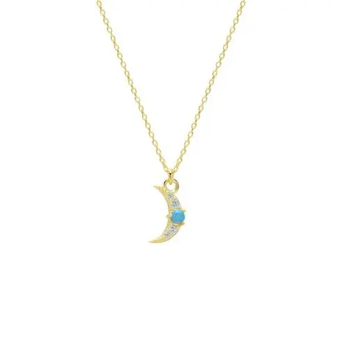 SPERO LONDON Crescent New Moon Opal Sterling Silver Necklace - Blue