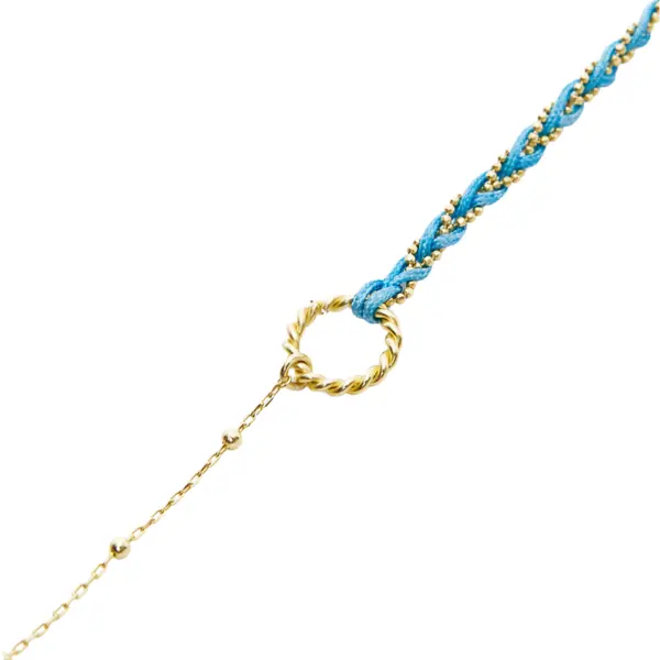 SPERO LONDON Handmade Braided Sterling Silver Beaded Chain Bracelet - Blue
