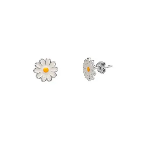 SPERO LONDON Enamel Daisy Stud Earrings - Silver