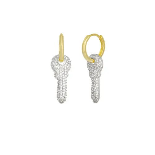 SPERO LONDON Key Charm Hoop Earrings - Silver