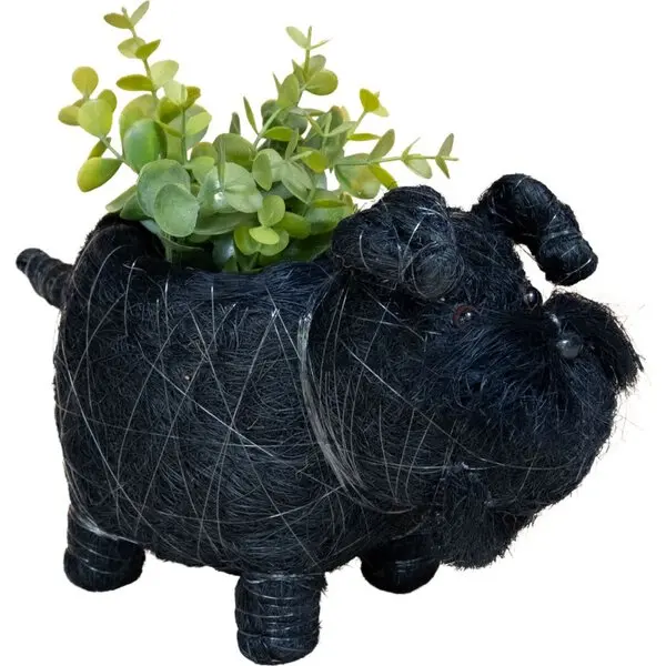 LIKHA Baby Schnauzer Handwoven Planter - Black