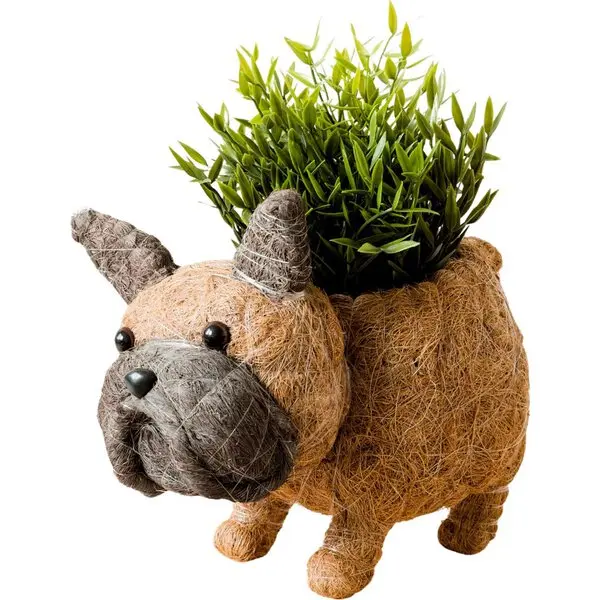 LIKHA French Bulldog Handwoven Planter - Brown/black