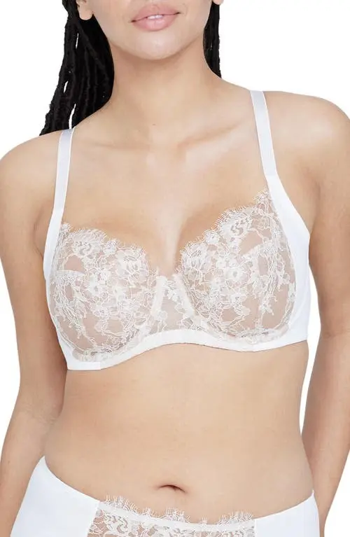 SKARLETT BLUE Entice Lace Full Coverage Underwire Bra - White/nylon