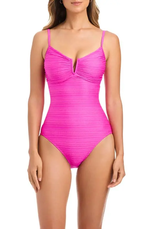 ROD BEATTIE Metallic V-wire One-piece Swimsuit - Dahlia