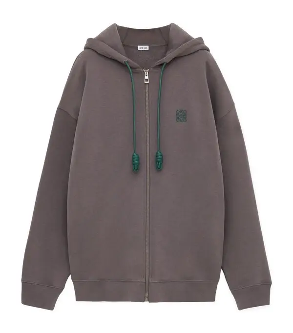 Loewe Cotton-blend Anagram Hoodie - Grey
