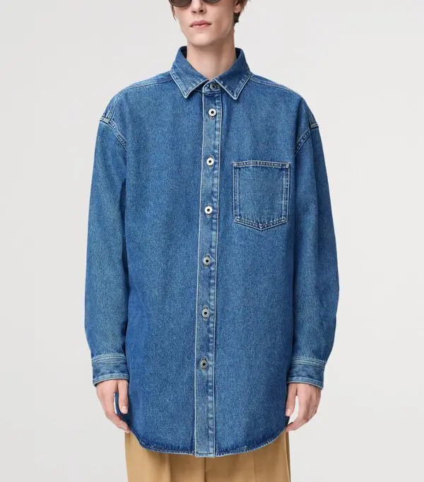 Loewe Anagram-patch Denim Overshirt - Blue