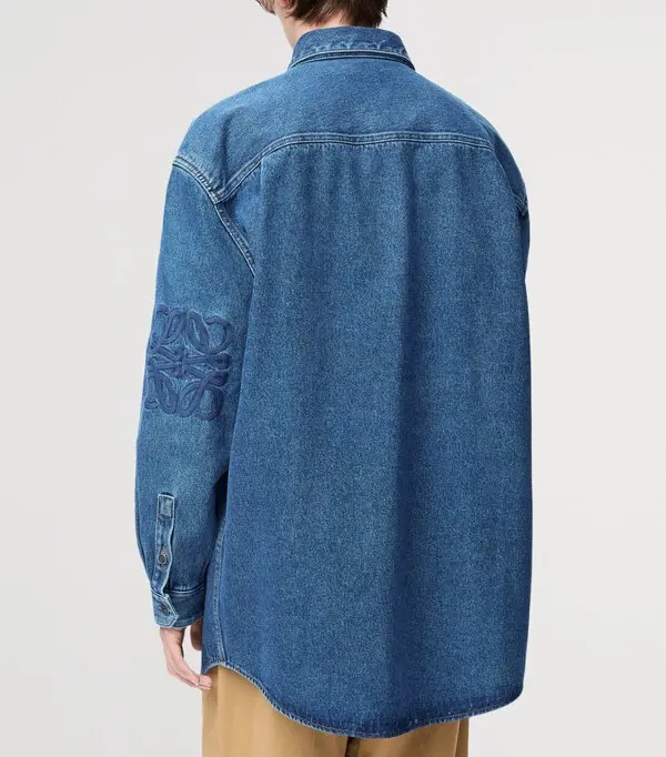 Loewe Anagram-patch Denim Overshirt - Blue