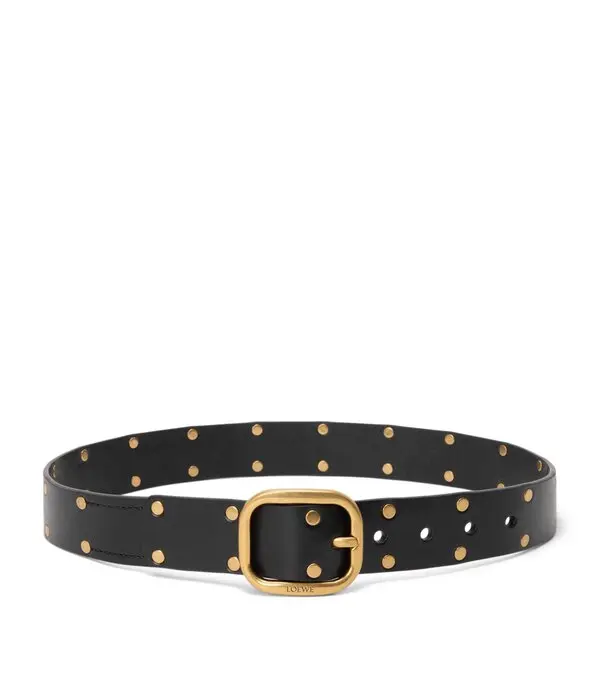 Loewe Leather Studded Rounded-rectangle Belt - Black
