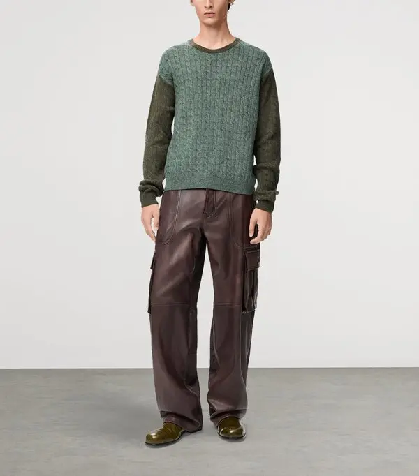 Loewe Cashmere-blend Two-tone Cable-knit Sweater