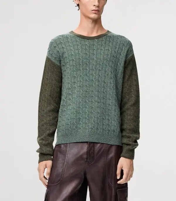 Loewe Cashmere-blend Two-tone Cable-knit Sweater