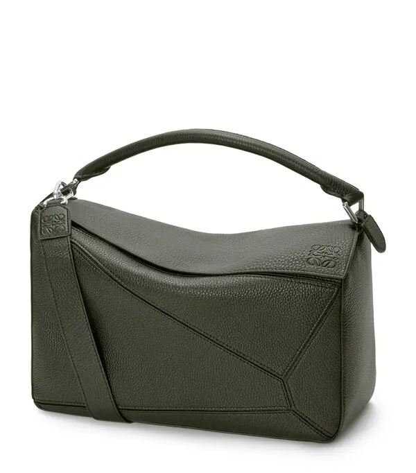 Loewe Large Leather Puzzle Top-handle Bag - Green